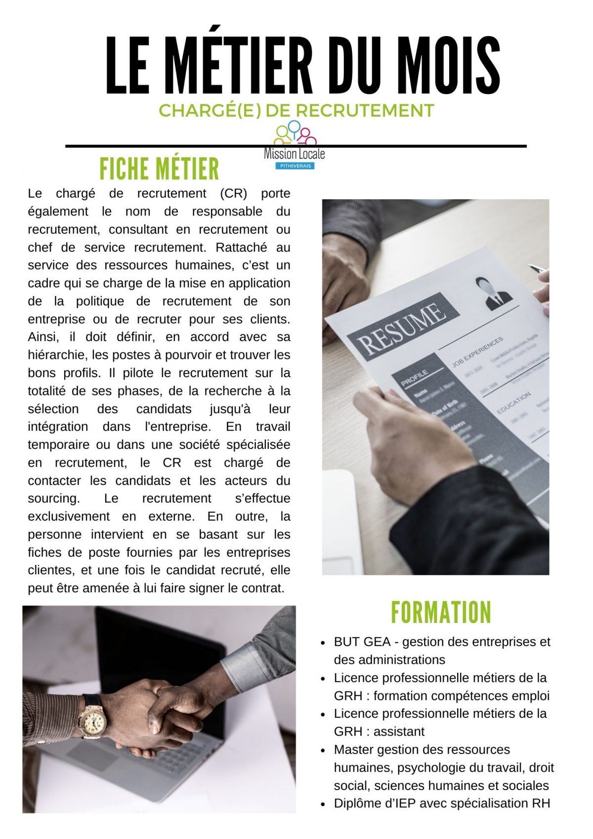 [MÉTIER DU MOIS] – Mission Locale du Pithiverais